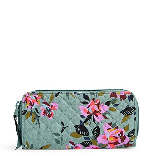 Vera Bradley Women's Cotton Bifold Wallet With RFID Protection, Rosy Outlook - Recycled Cotton, One Size
