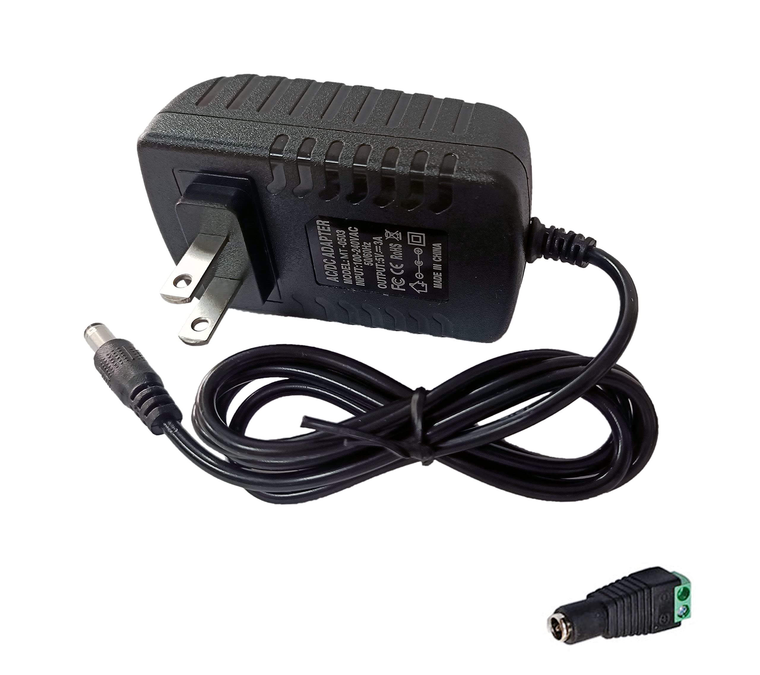MTYTOT 5V 3A DC Power Supply Adapter AC 100V~240V to DC 5V Power Supply 3A 15W Converter AC Adapter 5.5X 2.5mm Plug 5Volt 3Amp 2A 1A Power Adapter for 5V LED Lights Security Camera Security System