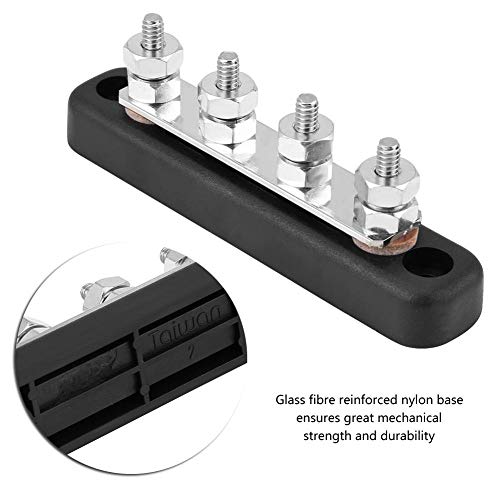 Qiilu busbars 12v Buss Bar Stud Terminal, 4 Studs Bus Bar Electric Terminal Boating Electrical Equipment Wire Terminals Junction Block 100A AC 300V DC 48V