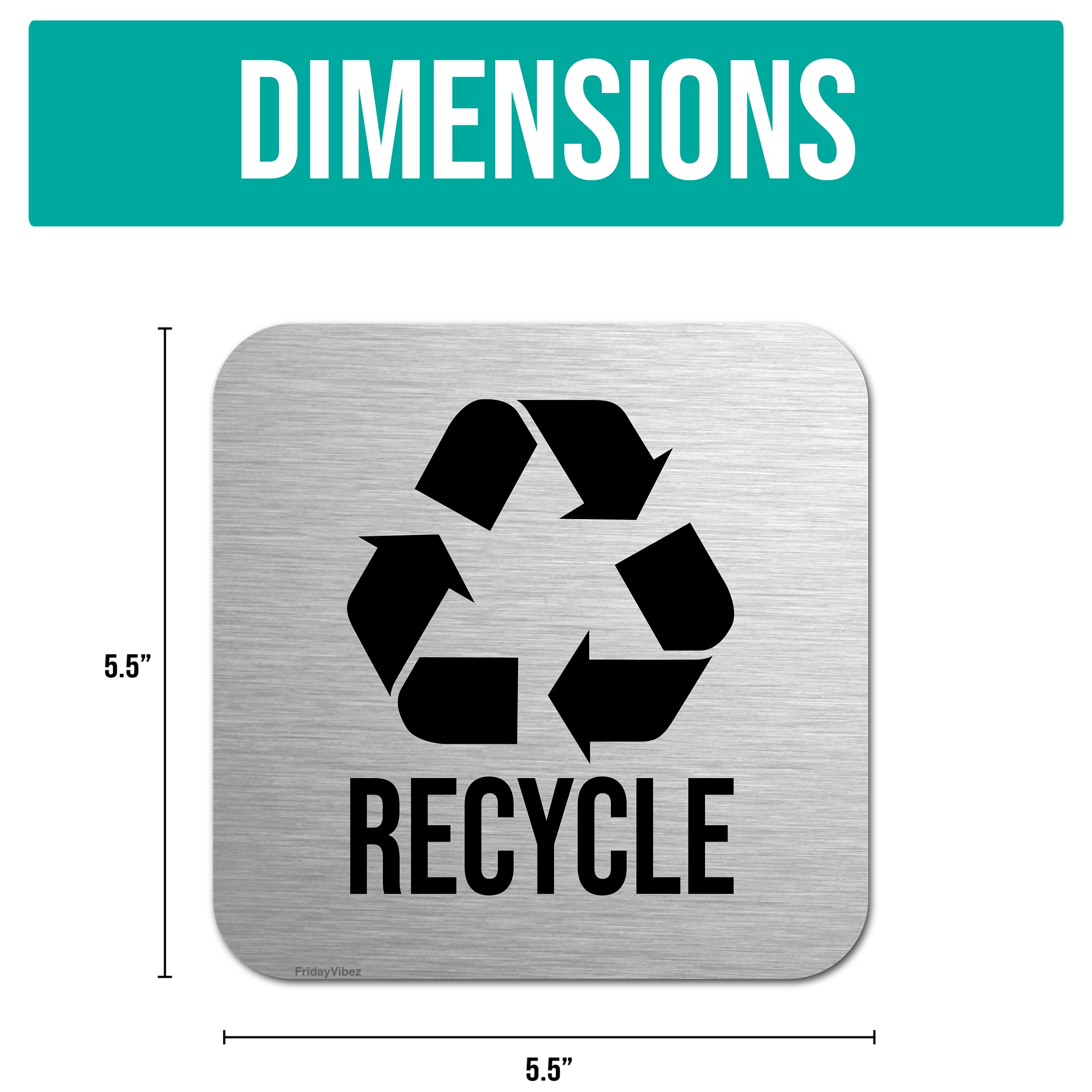 Recycle and Trash Magnets for Kitchen Trash Cans and Recycling Bins, Indoor Trash and Recycle Magnet Combo for Garbage Can Logo Symbol, 2 Magnetic Sticker Adhesives, 5.5 Inch Square, Outdoor Waste Bin