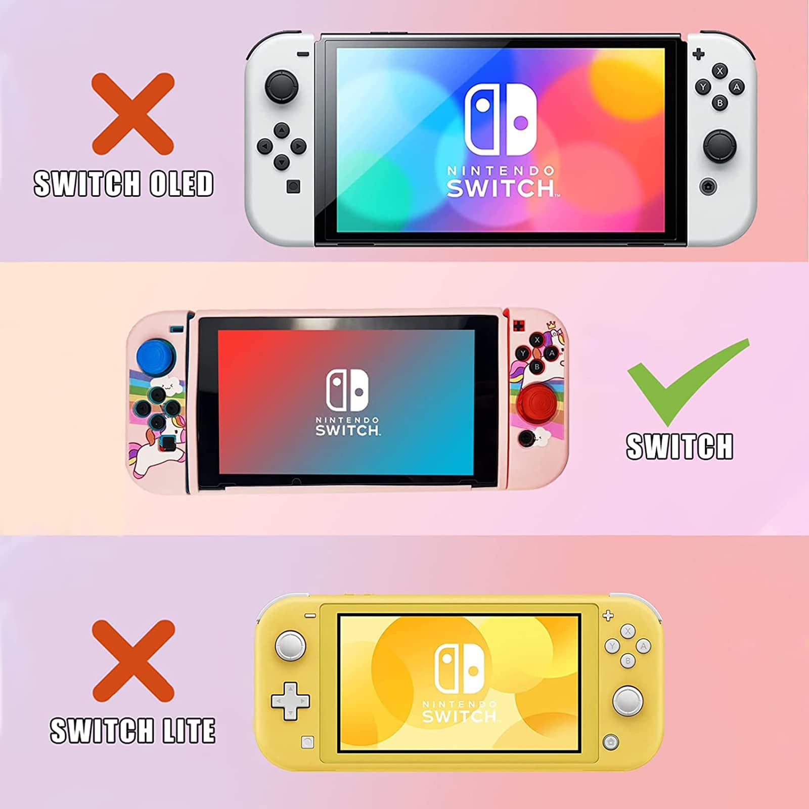Yocvikey Hard Carrying Case Kit for Nintendo Switch, Unicorn Portable Travel Bag with TPU Protective Case Soft for Nintendo Switch, 12 Game Card Slots & Mesh Pocket to Store All Accessories