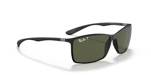 Ray-Ban Men's RB4179 Liteforce Square Sunglasses, Matte Black/Polarized Green, 62 mm + 1