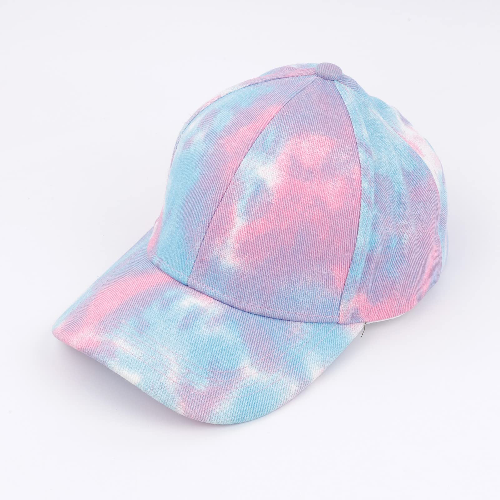 Tie Dye Criss Cross Ponytail Cap Adjustable High Messy Bun Ponycap Hiphop Baseball Cap for Women Men
