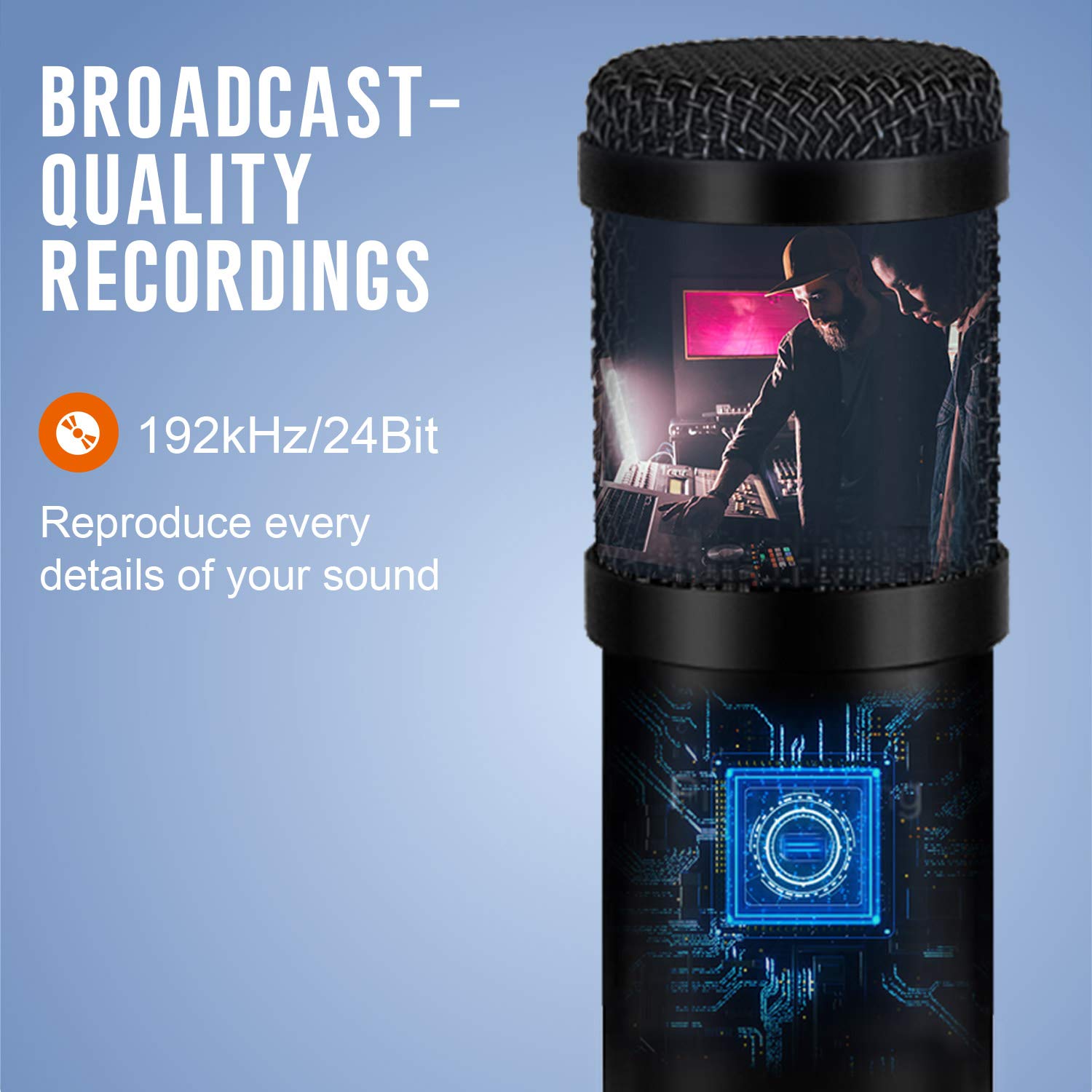 Piy Painting USB Microphone Kit, Condenser Microphone Kit with 192KHZ/24Bit Studio Mic Sound Chipset Scissor Arm, Plug & Play Recording Microphone for PC Gaming Streaming Podcasting