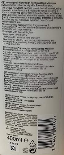 NEUTROGENA Norwegian Formula Deep Moisture Hypoallergenic Body Lotion (Pack of 3) For Dry Skin - (13.5oz or 400ml)