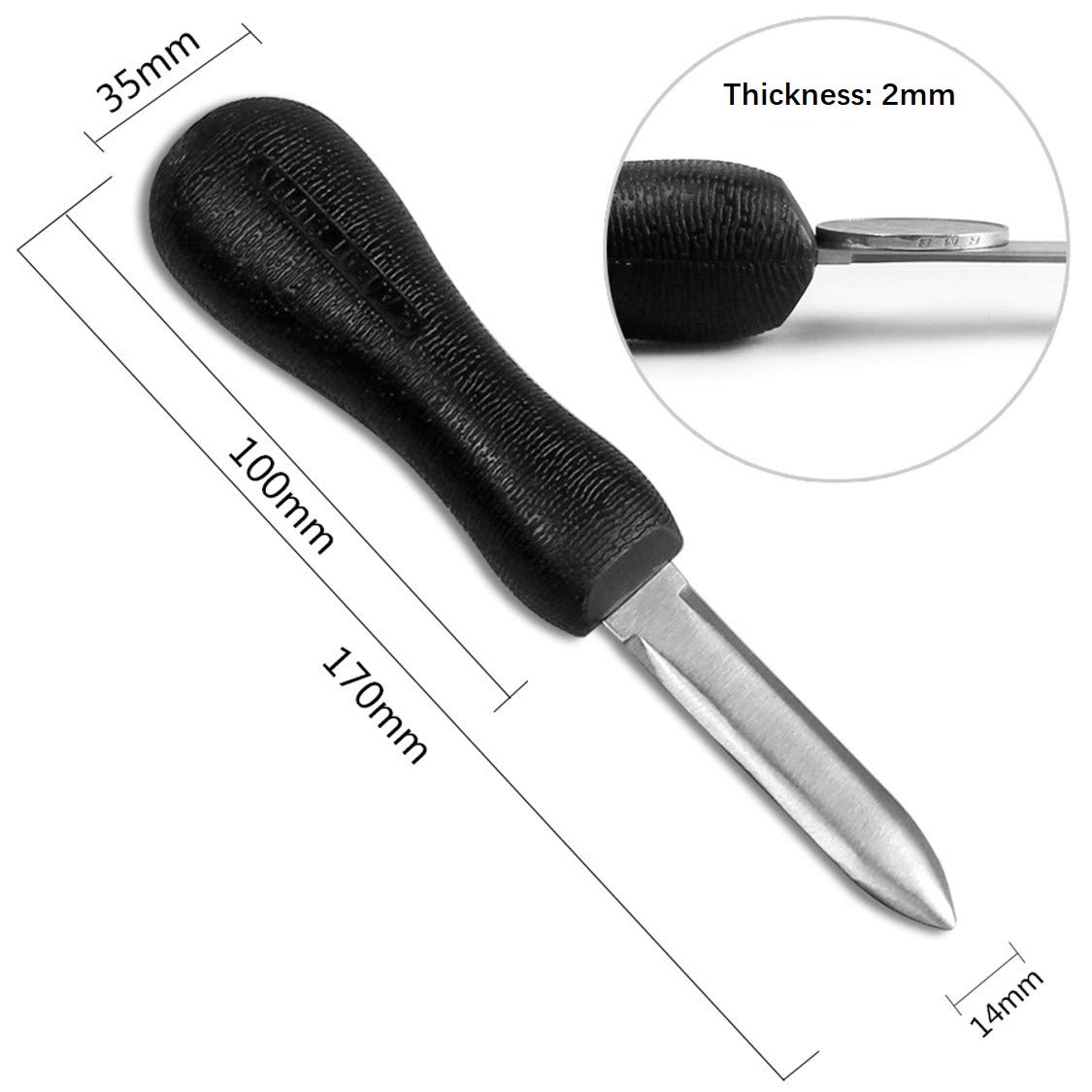 Zsirue Oyster Shucking Knife, 2.75" New Haven Style Oyster Shucker Clam Knife with Non-Slip Poly Handle, Seafood Opener Seafood Tools (Black)