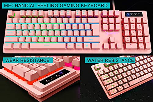 NPET K10V4 Wired Gaming Keyboard, RGB 10 Zone Backlit, Spill-Resistant Design, Multimedia Keys, Quiet Silent USB Membrane Pudding Keyboard for Desktop, Computer, PC