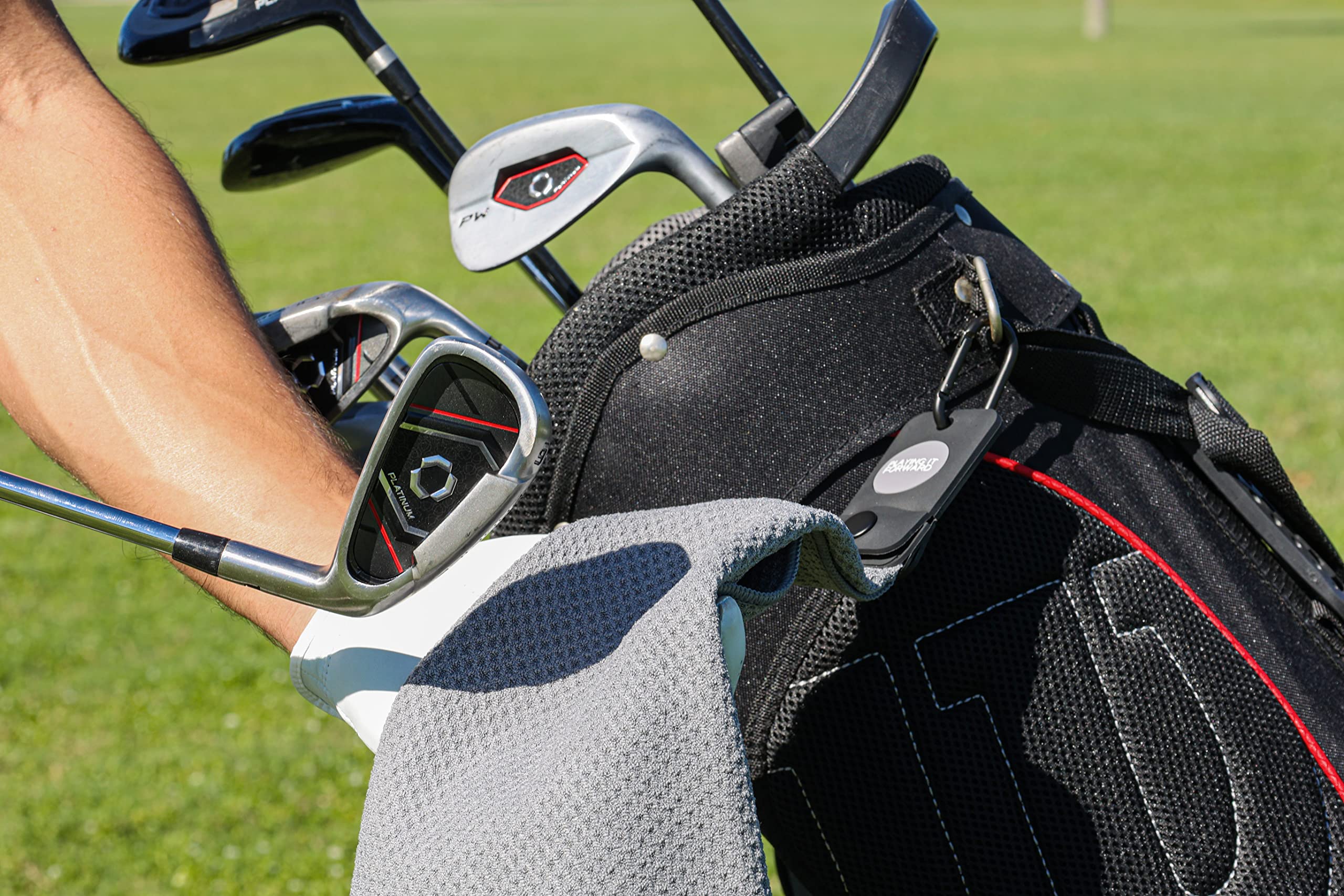 Playing It Forward Magnetic Golf Towel for Golf Bags with Clip for Men & Women, Waffle Weave Microfiber Golf Towel with Industrial Strength Magnet for Strong Hold to Golf Carts or Clubs