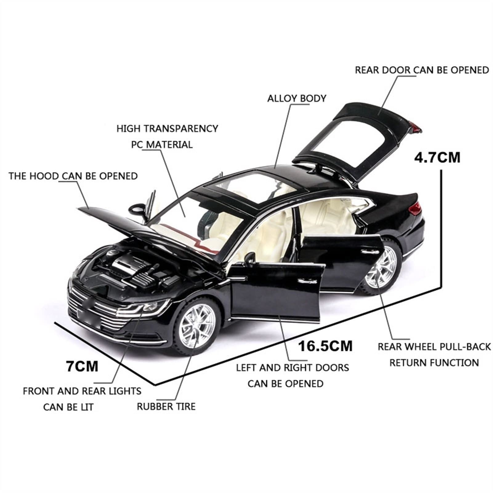 ZSQCVB 1:32 for VW-CC for Arteon Alloy Simulation Diecast Sound and Light Pull Back Toy Die Casting Car Model Boy Gift Ornament