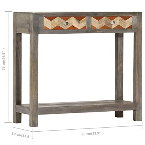 QJBSAVVA Console Table Gray 33.9"x11.8"x29.9" Solid Mango Wood,Large Space Dresser Entry Tables Narrow end Table Couch Table Suitable for Home, Office, Bedroom, Meeting Room