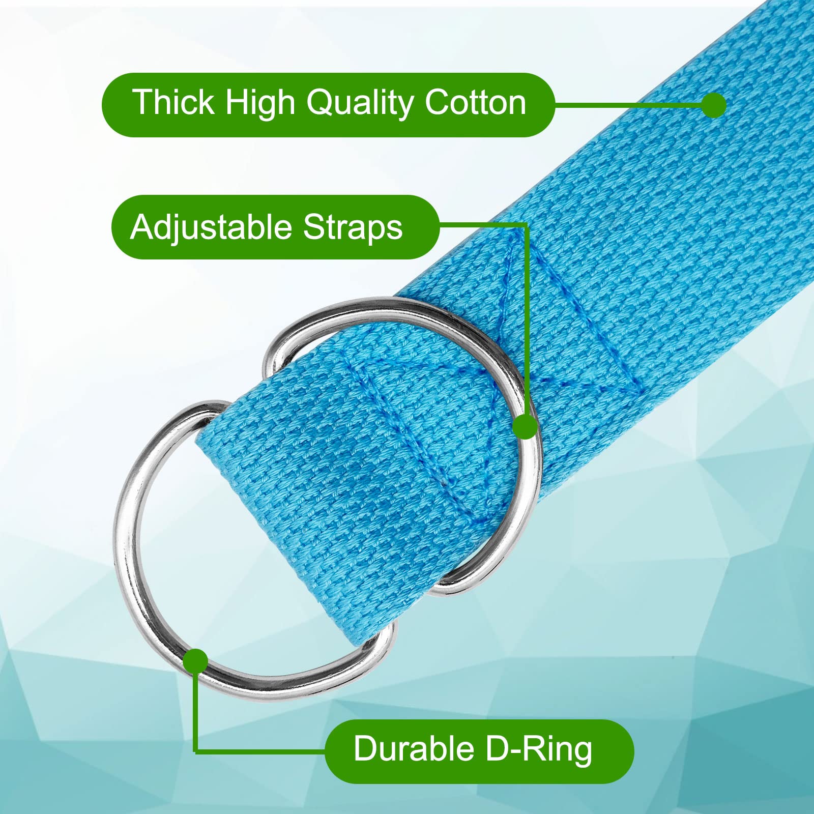Yoga Strap,Skoye 5-Pack Yoga Exercise Adjustable Straps 6Ft OR 8Ft with D-Ring Buckle, Non-Elastic Yoga Straps for Pilates,Physical Therapy,Improves Sitting Posture for Women & Men (1.5" X 8FT)