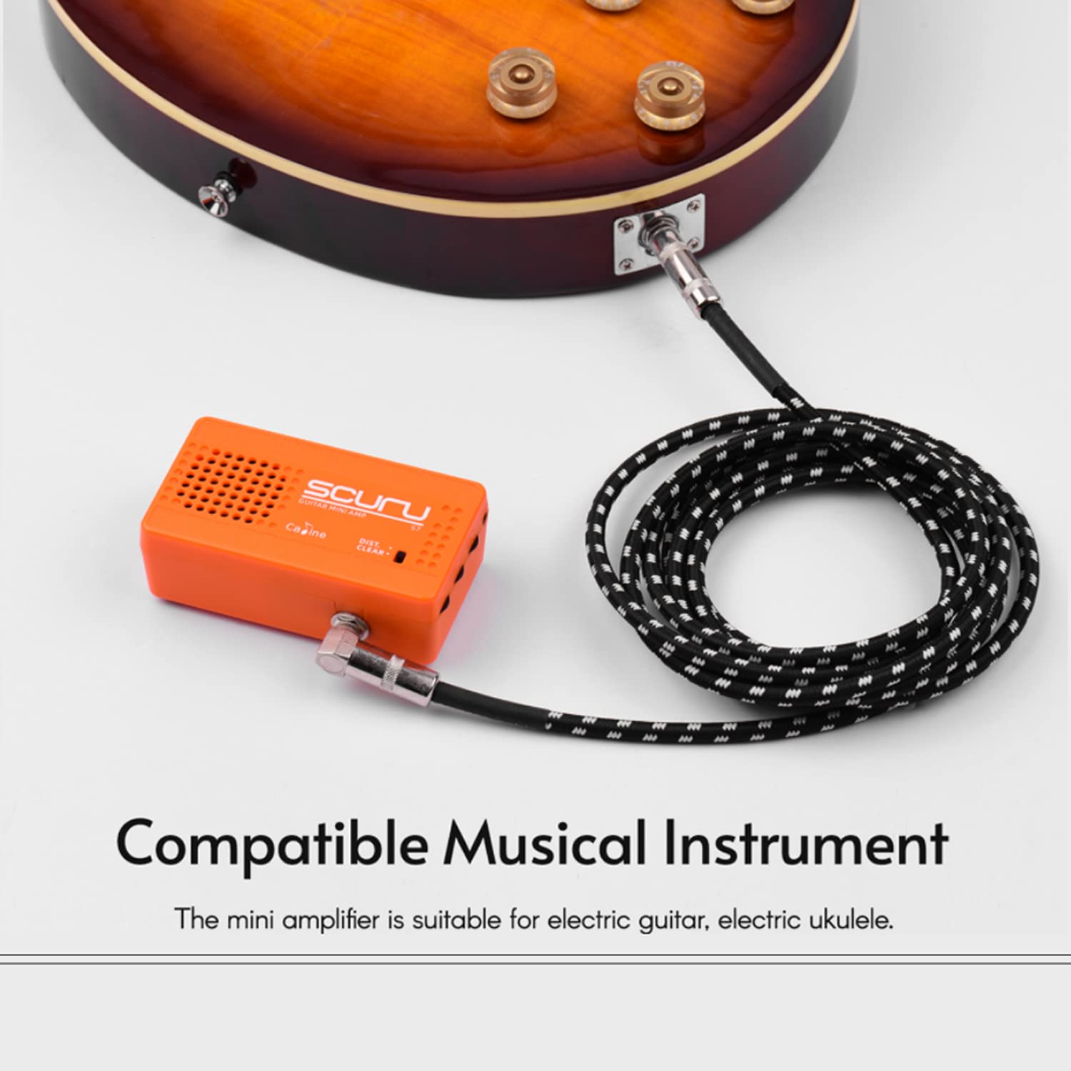 Portable Electric Guitar Mini Amp 3 Watt Built in Clear Distortion Channel with 9V Power Adapter - S7 Mini Guitar Amp Pocket Mini Speaker Guitar Practice Amplifier with Headphone Jack Output AUX Input