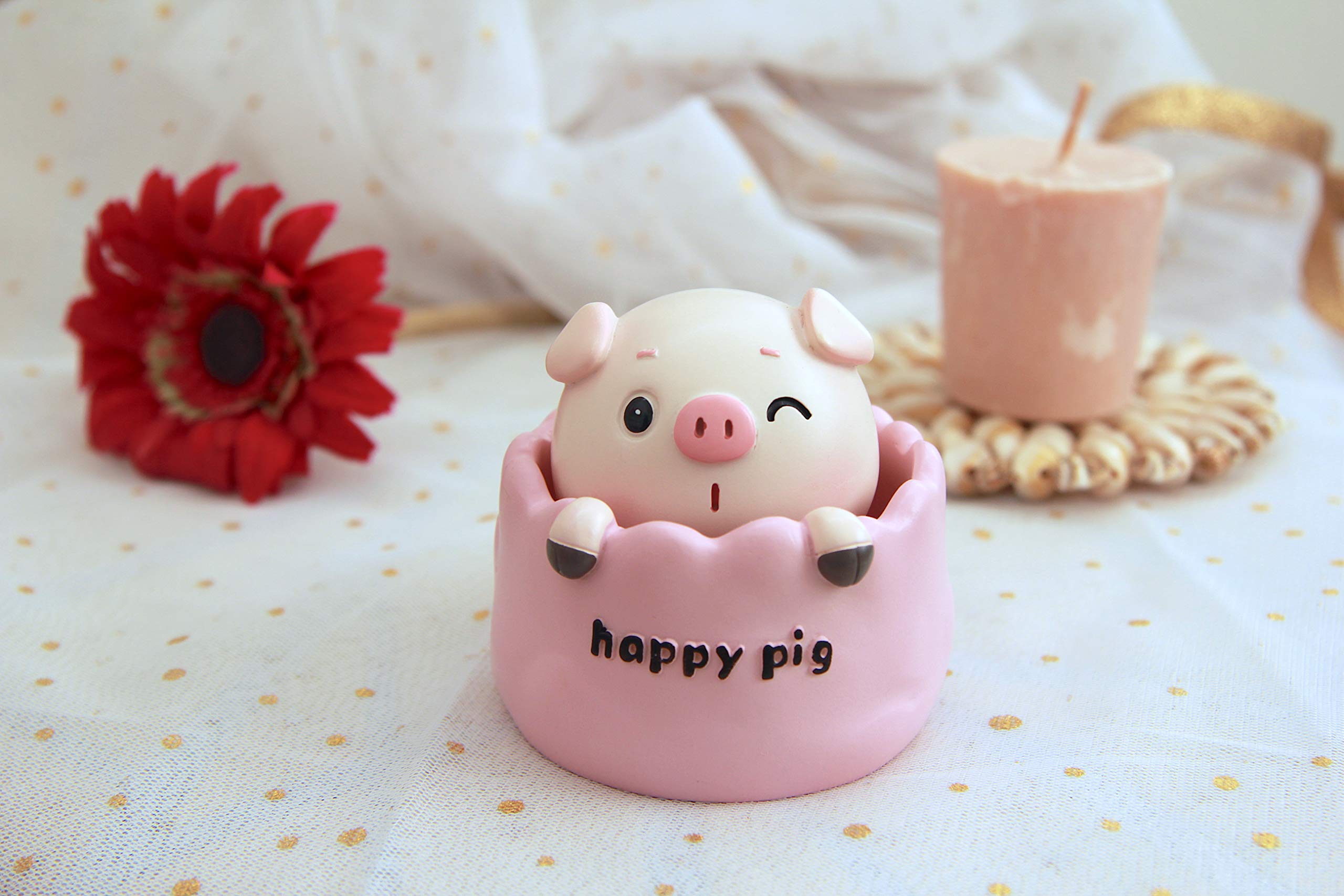 POP Bobblehead Dashboard Happy Pig Car Dashboard Decoration Cool Car Accessories Dancing Shaking Head Toys- Perfect for Dashboard, Home, Kitchen, Office and Other Interior Decorations (Pink)