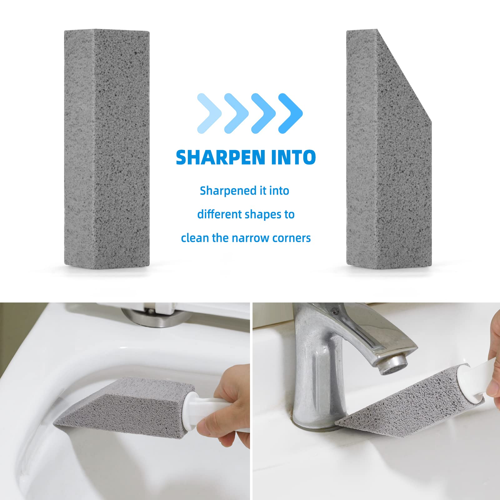 Omszte 2Pack Pumice Stone Toilet Bowl Cleaning with Handle, Scouring Stick Powerfully Cleans Away Limescale Stain, Hard Water Rings, Calcium Buildup, Suitable for Tiles, BBQ Grill, Bath tubs