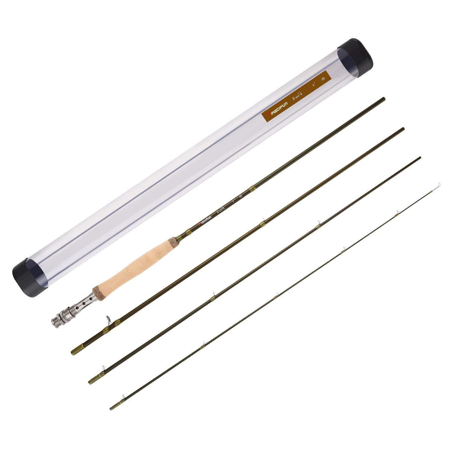 Piscifun Fly Fishing Rod 4 Piece 9ft Graphite - IM7 Carbon Fiber Blank - Accurate Placement - Ingenious Design - Chromed Guide and Durable Rod Tube 5wt