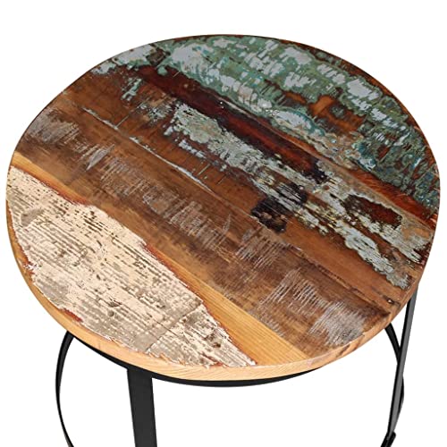 QJBSAVVA Two Piece Coffee Table Set Solid Reclaimed Wood Round 15.7"/19.7",Industrial Tables Floor Standing Table Cocktail Table Suitable for Meeting Rooms, Reception Rooms, Offices