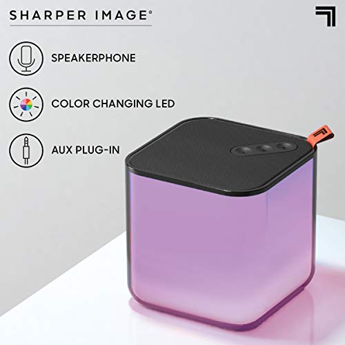 Sharper Image Mini Color Changing Speaker, Sync to Smartphone or Tablet with Bluetooth, Impressive Sound Quality, Stream 4 Hours per Charge, Rechargeable, LED, Speakerphone