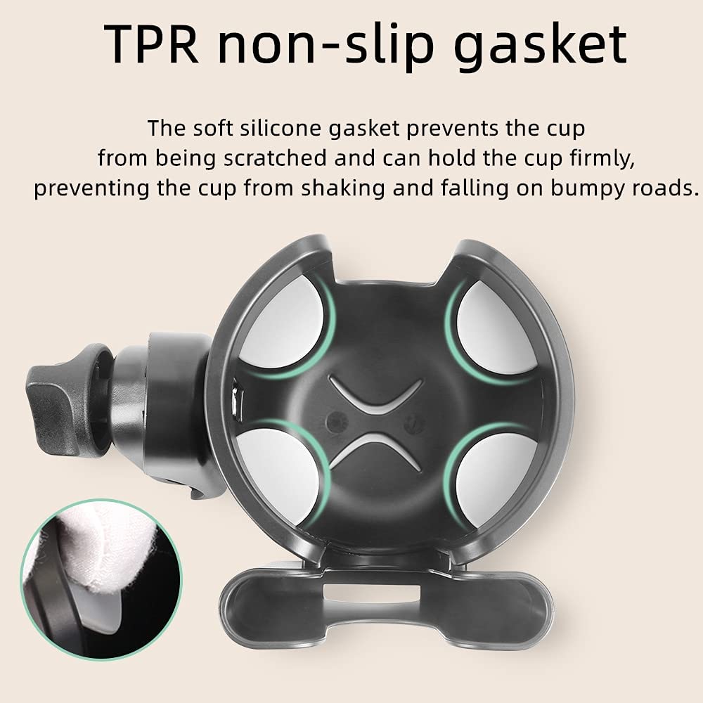 Stroller Cup Holder, 2 in 1 Universal Bottle & Phone Storage Rack, 360 Degree Cup Holder for Buggy, Pushchair, Wheelchair, Bike (Cup 2 in 1 -Pink)