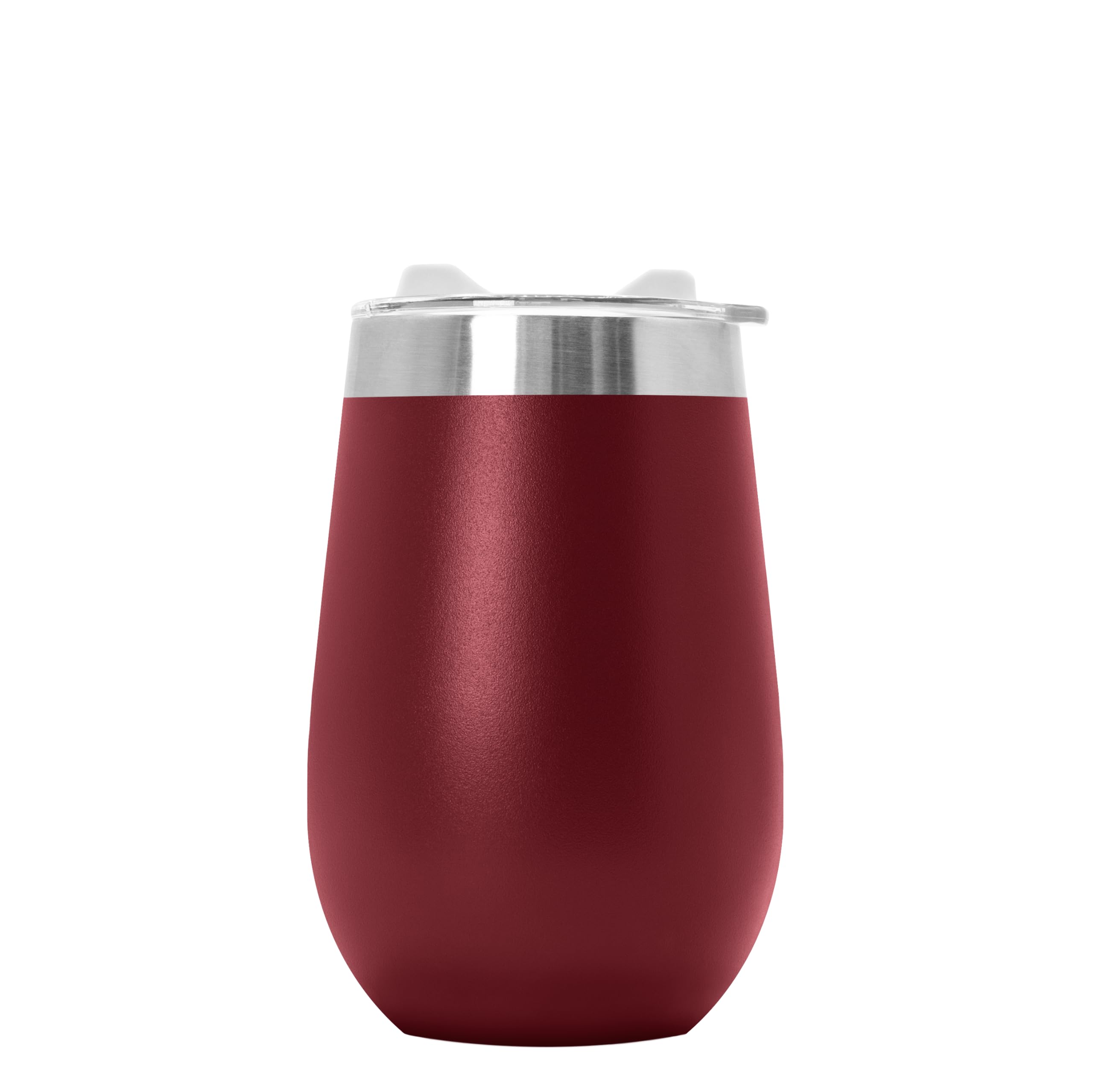 Tempercraft 12 oz Vacuum Insulated Stainless Steel Wine Tumbler with Lid | Laser Engraved Custom Options | Doubled-Walled Stemless Travel Wine Glass (Burgundy - Blank)