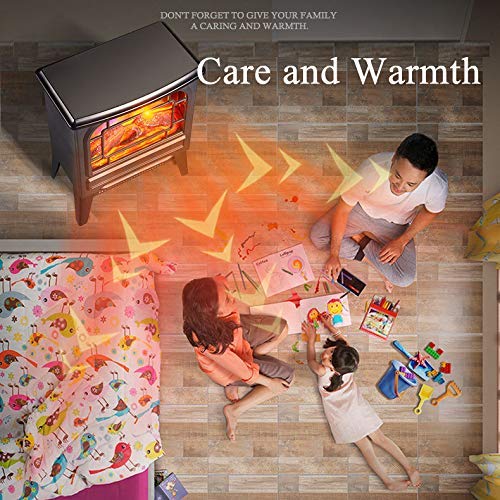 TEmkin Electric Stove Fireplace Heater, 1800W Freestanding Fires Modern Fireplace Portable Stove Realistic Flame Real Logs Burning Effect