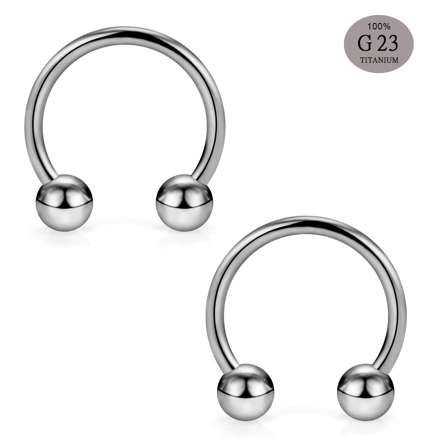 SCERRING 2PCS 16G G23 Titanium Septum Ring Nose Rings Hoop Helix Daith Cartilage Tragus Earrings Eyebrow Body Piercing Jewelry 10mm