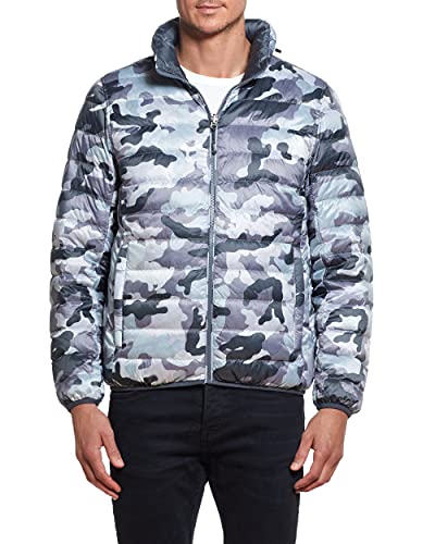 Tumi TumiPax Men's Recycled Reversible Packable Travel Puffer Jacket, Grey Camo, x-Large