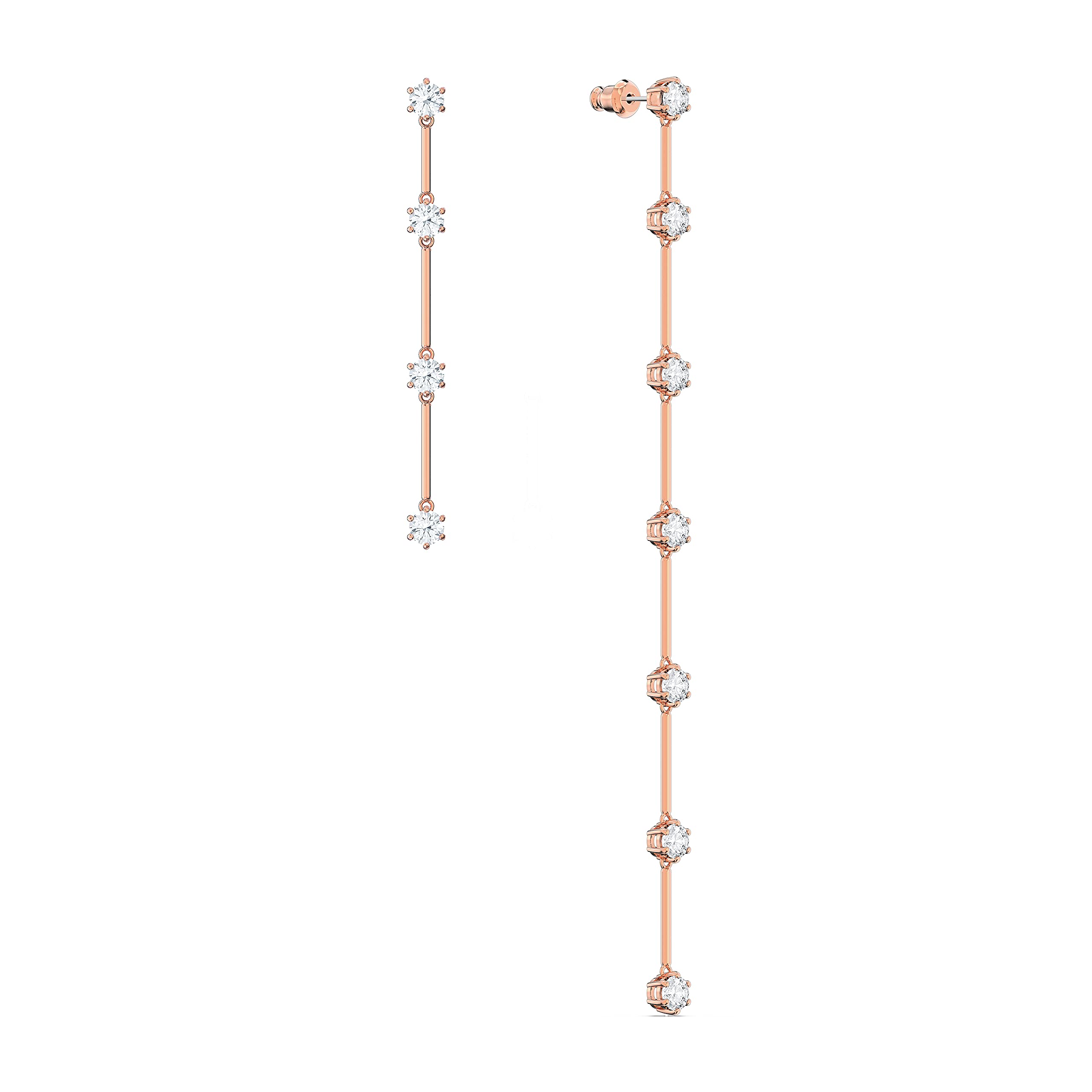 Swarovski Constella Asymmetrical Pierced Drop Earrings, Clear Crystals on a Rose-Gold Tone Finish Setting, Part of the Swarovski Constella Collection