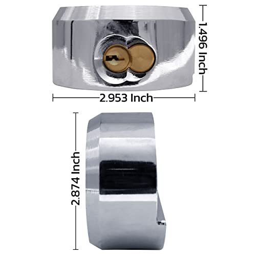 NU-SET 2-7/8 Inch Heavy Duty Solid Steel Hockey Puck Padlock with Hardened Reinforced shackle for superior cut resistance.Hidden Shackle Design resists pulling and prying, Chrome Finish,4 piece,5373-3