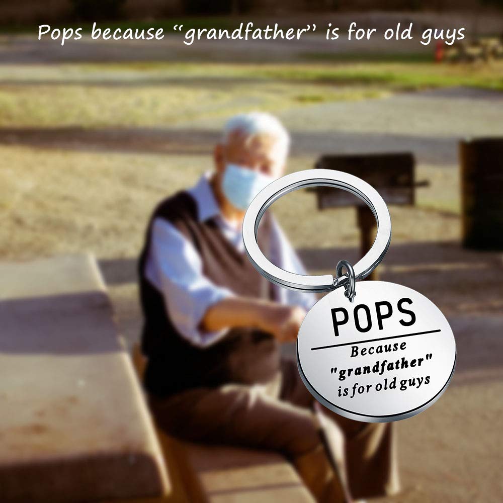 TIIMG Pops Keychain Grandfather Gift Grandpa Birthday Gift Grandfather Gift from Grandkids (Pops old guys)