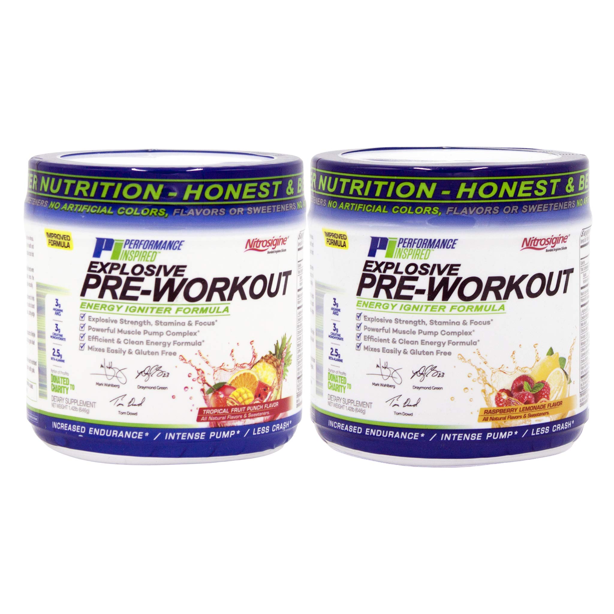 Performance Inspired Nutrition PreWorkout Powder - All Natural - G-Free & Vegan Formula - Contains Citrulline - Nitrosigine - Green Tea - Arginine - Beta Alanine - Tropical Fruit Punch - 32 Servings