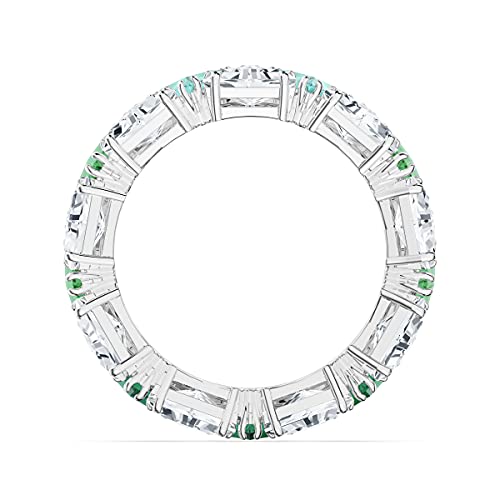 SWAROVSKI Ortyx Cocktail Ring, Green and Clear Crystals with a Rhodium Finish Band, Size 8, Part of the Ortyx Collection