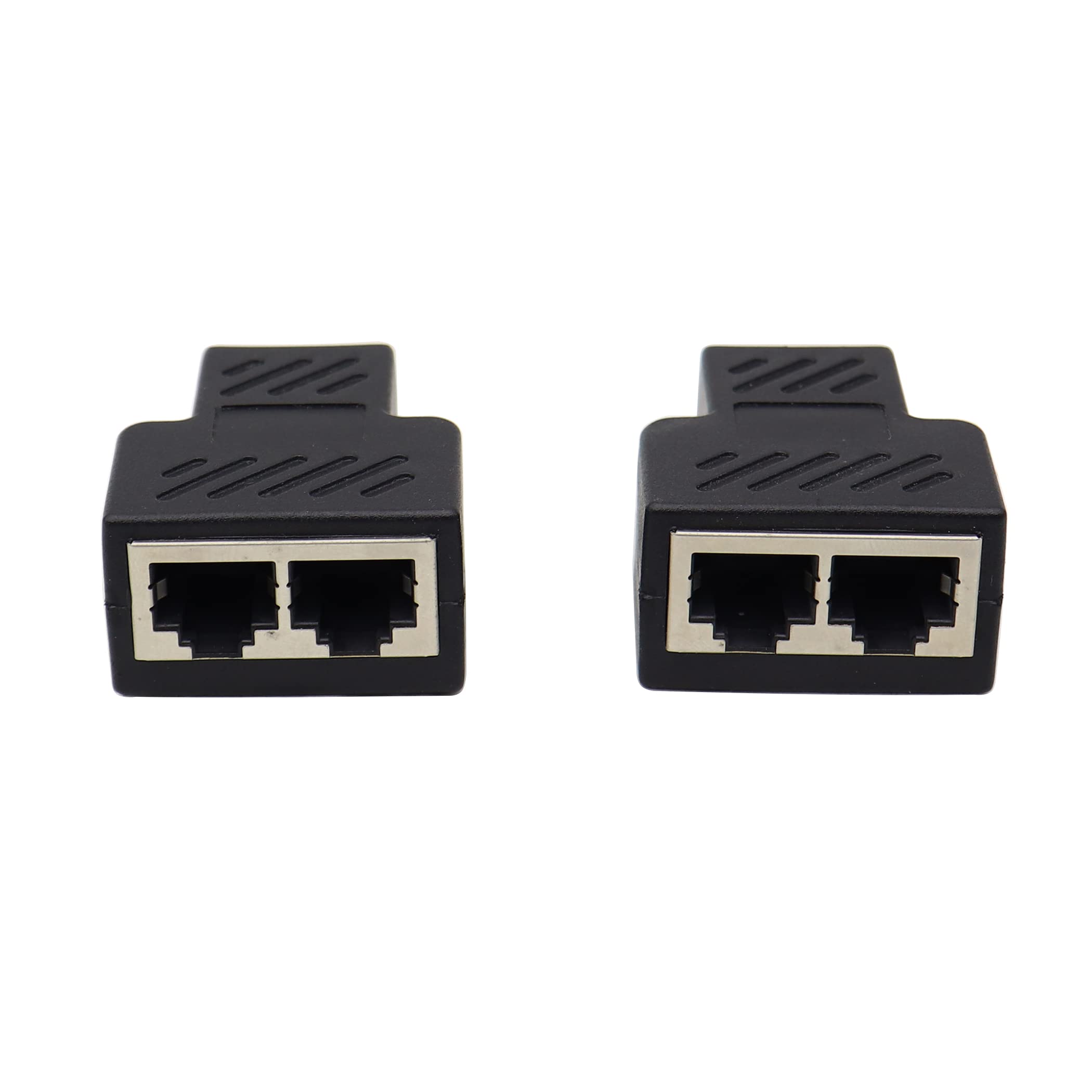 ZUYOOK Ethernet Cable RJ45 Splitter Adapter 1 to 2 Double Contact Modular Plug Connect(Can't Run Both at The Same TIME) LAN Network Internet Splitter 1 to 2 for Cat 5/6/7 Cable(2 Pack)
