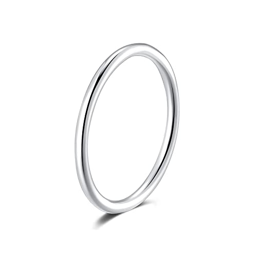 SILBERTALE Thin Pinky Ring 925 Sterling Silver 1.6MM Thin Plain Minimalist Stackable Thumb Finger Ring For Women Men Size 8