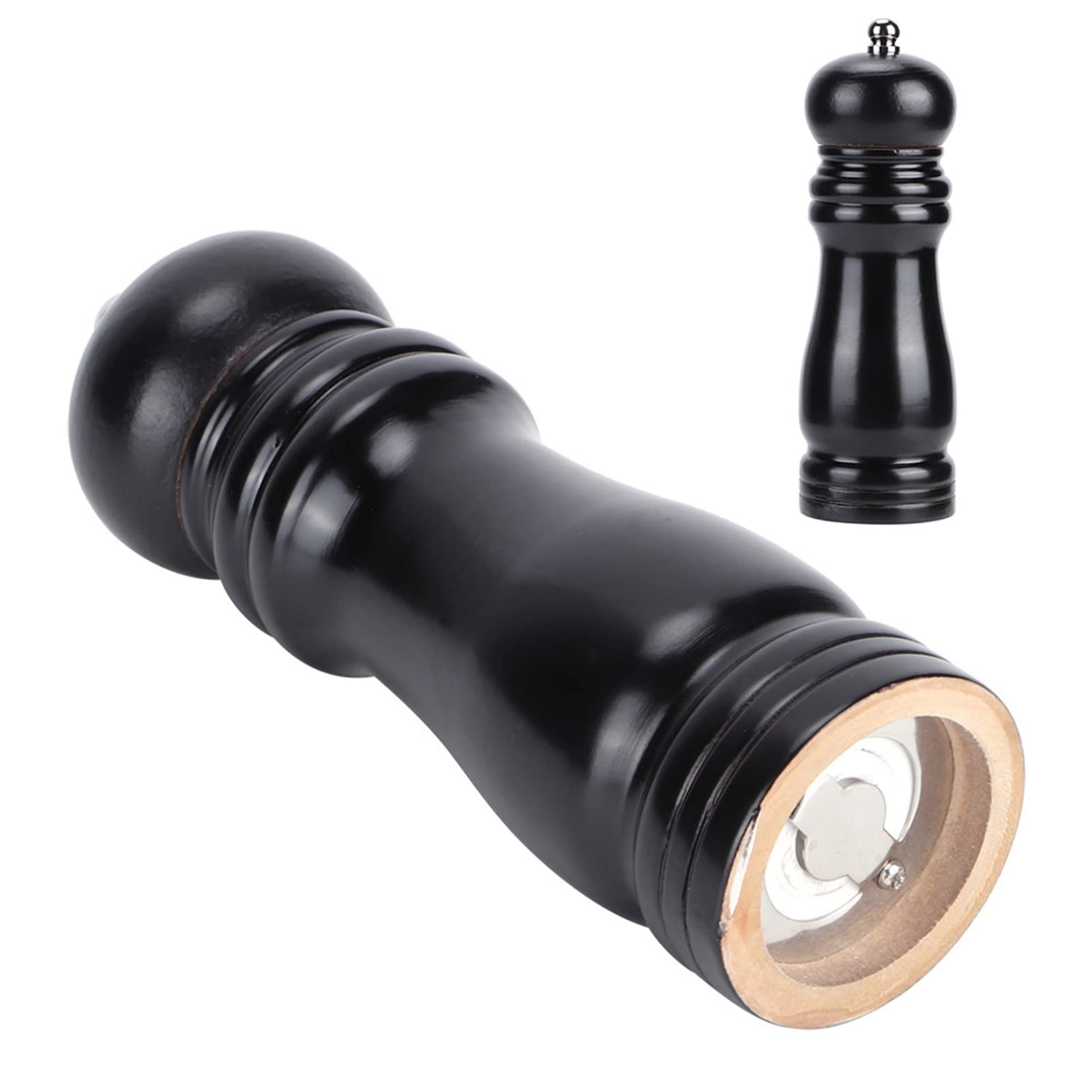 Wood Pepper Grinder Pepper Mill, 6 inch Durable Manual Pepper Mill with Adjustable Upper Knob, Ergonomic Pepper Mill for Home Kitchens, Restaurants, Hotels