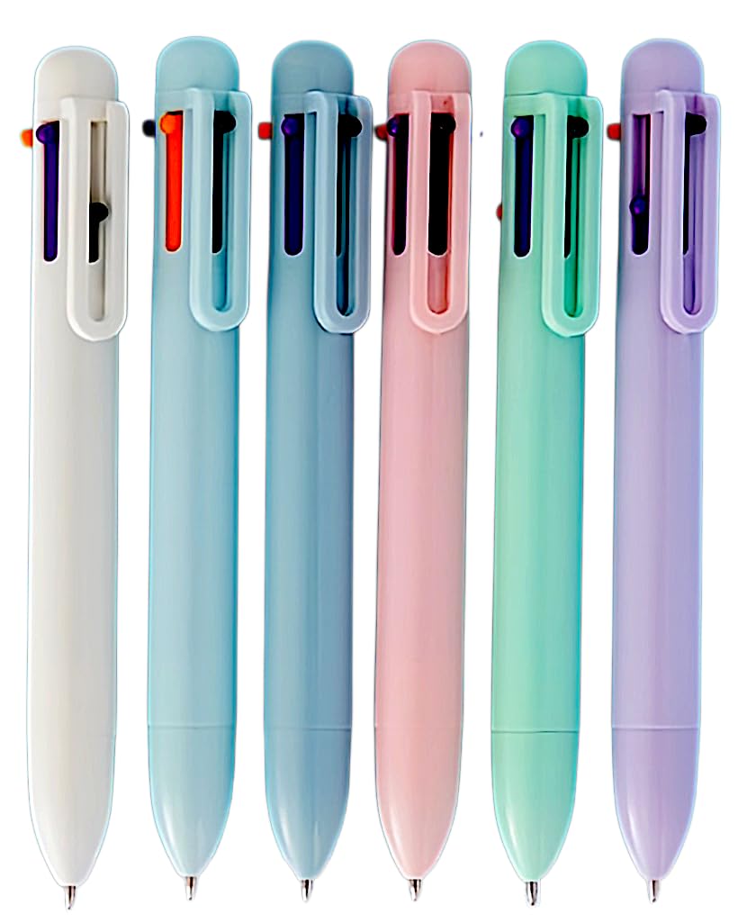 Multi color pen Macron 6-Pack Versatile 6-Color Ballpoint Pens - Smooth Writing and No Bleeding, Perfect for Journaling and Creative Tasks (6-Pack Ballpoint Pens)