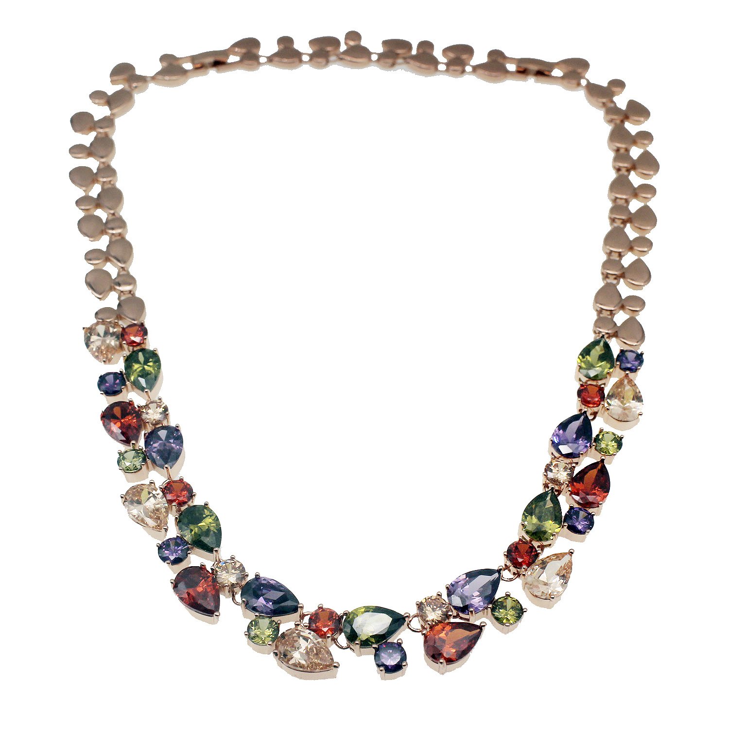 Necklaces for Women, Classic Multi Gemstones Silver Necklaces with Amethyst Garnet Morganite Peridot Women Jewelry (Gold)