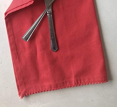 TARAN LIVING Kitchen Towels Pack in red Blue White for Embroidery, Paint, Craft, Party. Bar Cloth, Dish Towels/Tea Towels, Each Color has 6 Fabric Cloth with Trim ant Bottom and Loop Hanging.