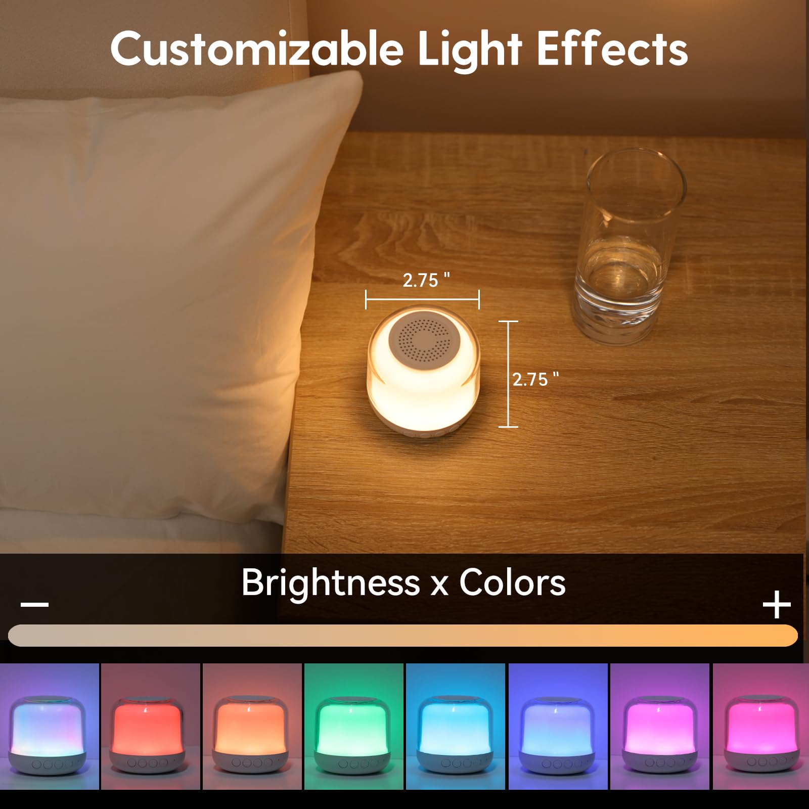 Travel Sound Machine with Night Light, Babelio Palm-Sized Portable White Noise Machine for Adults Kids Baby Sleeping | Multi Lighting Modes | 15 Soothing Sounds | Brightness | Timer (White)