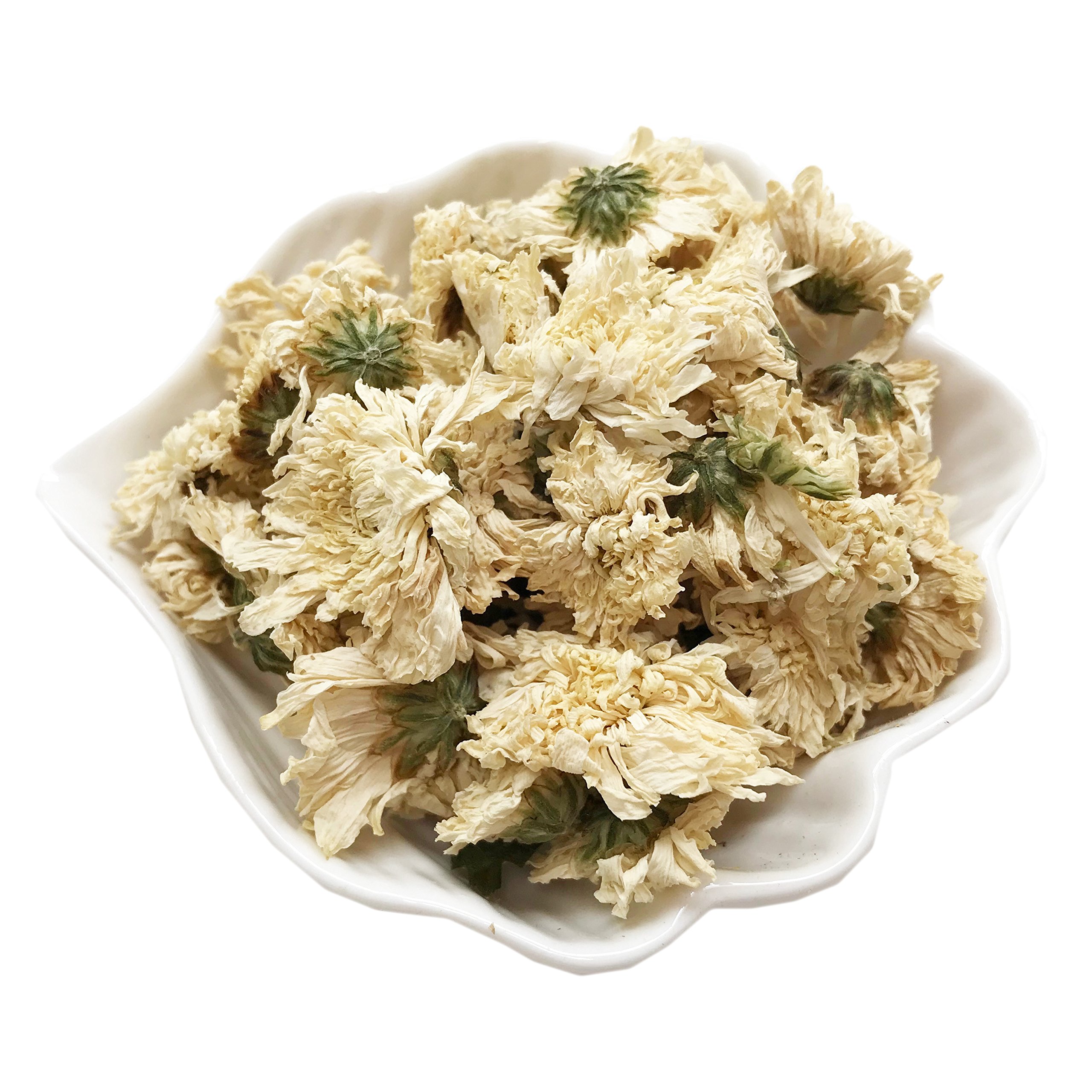 PEPPERLONELY 1 oz Organic Kosher Certified Botanical Dried Edible White Chrysanthemum Flowers