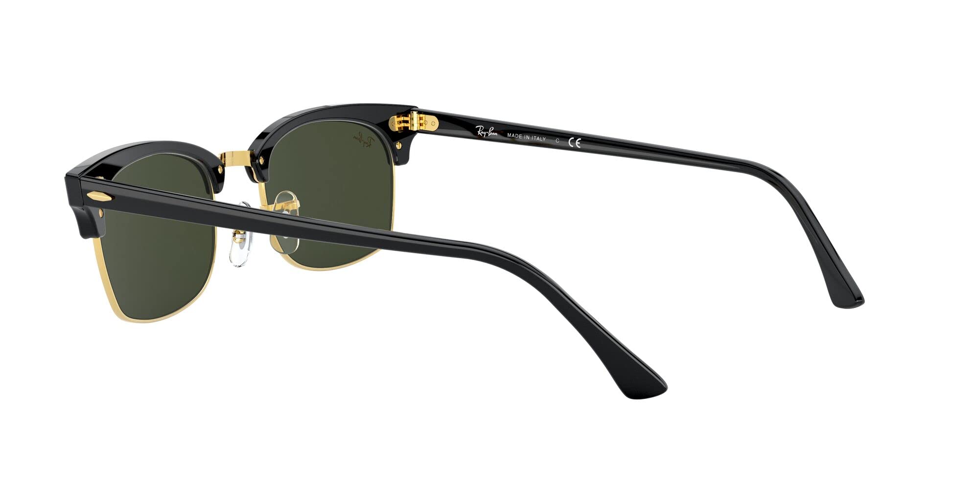 Ray-Ban RB3916F Clubmaster Square Low Bridge Fit Sunglasses, Black/G-15 Green Polarized, 55 mm