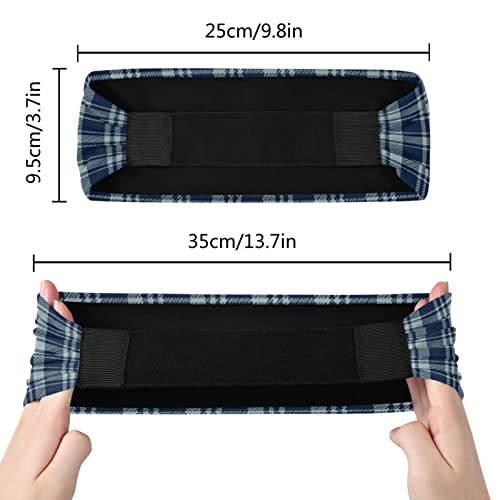 Unisex Workout Headbands Dusty-Blue-Navy-Plaid Elastic Yoga Sweatband Stretchy Sports Hairband