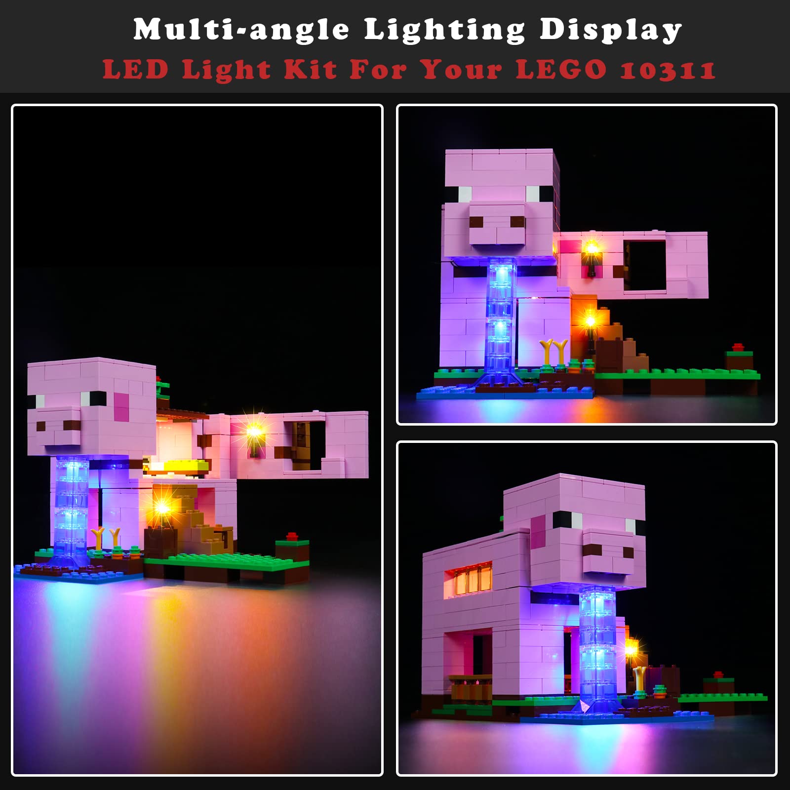 Xunsan LED Light Kit for Lego Minecraft The Pig House 21170 Building Blocks, Lighting Kit Designed for Lego 21170 Set, Standard Version - NOT Included Lego Model