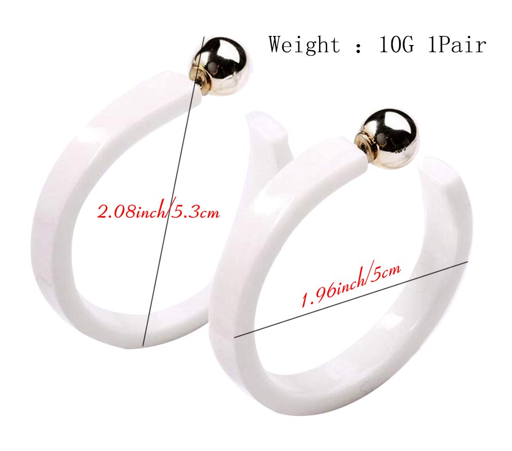 PEXKO Earrings Acrylic Marbled Earring Leopard Round Hoop Earrings (White)