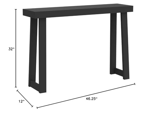Plank+Beam Solid Wood Console Table, 46.25 Inch, Sofa Table, Narrow Entryway Table for Hallway, Behind The Couch, Living Room, Foyer, Easy Assembly, Black