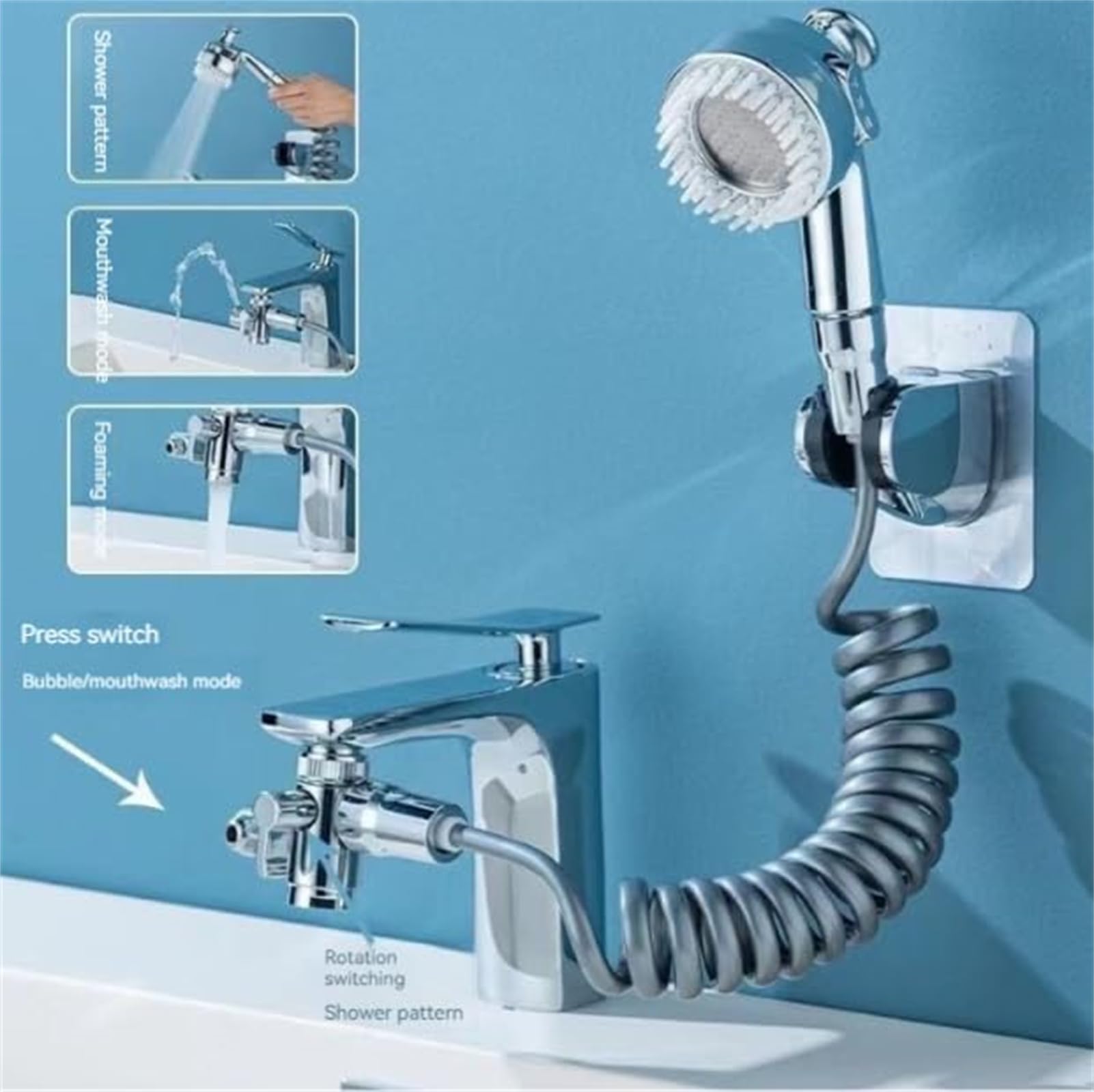 Multifunction Universal Water Taps, Universal 1080 Swivel Robotic Arm Swivel Extension Faucet Aerator, 3 in 1 Sink Faucet Sprayer Attachment Set