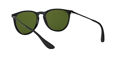 Ray-Ban RB4171 Erika Round Sunglasses, Black/Polarized Green, 54 mm
