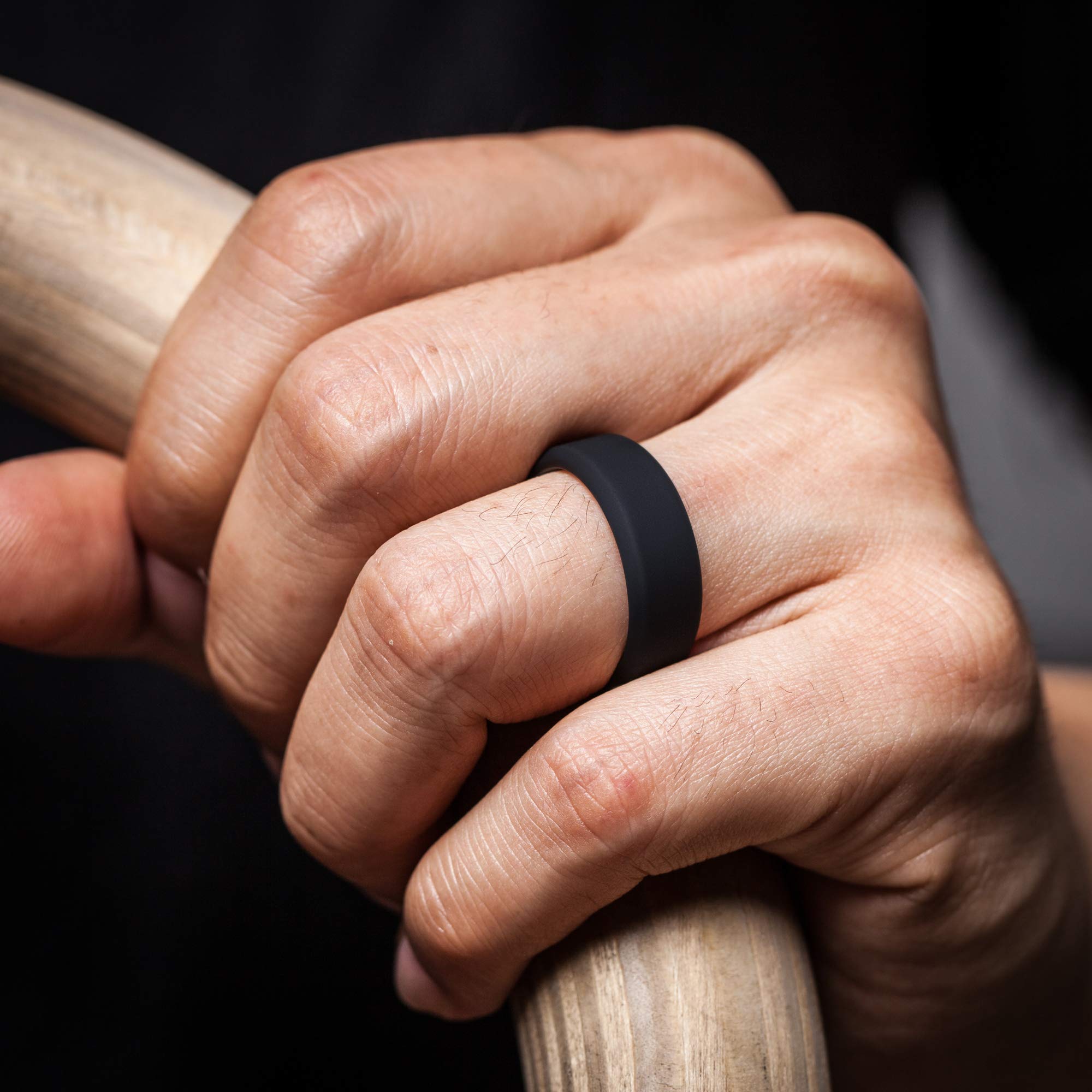 ThunderFit Men Breathable Air Grooves Silicone Rings Wedding Bands 8mm Wide 2.4mm Thick - 1/2/3/4/6/7 Variety Multipack (Pack A - Size 7.5-8 (18.2mm))