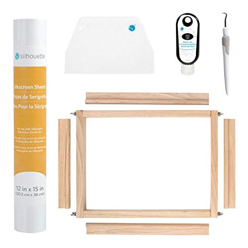 Silhouette Cameo 4 Silkscreen and Vinyl Bundle with Silkscreen Starter Set, 12 Pack of HTV, 12 Pack of Vinyl, and Pen Starter Kit- White Edition