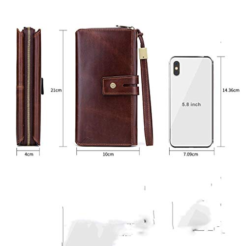 TKFDC Mens Leather Zipper Pocket Business Card Case Holder Organizer Wallet Phone Case Designer Bifold Checkbook Purse