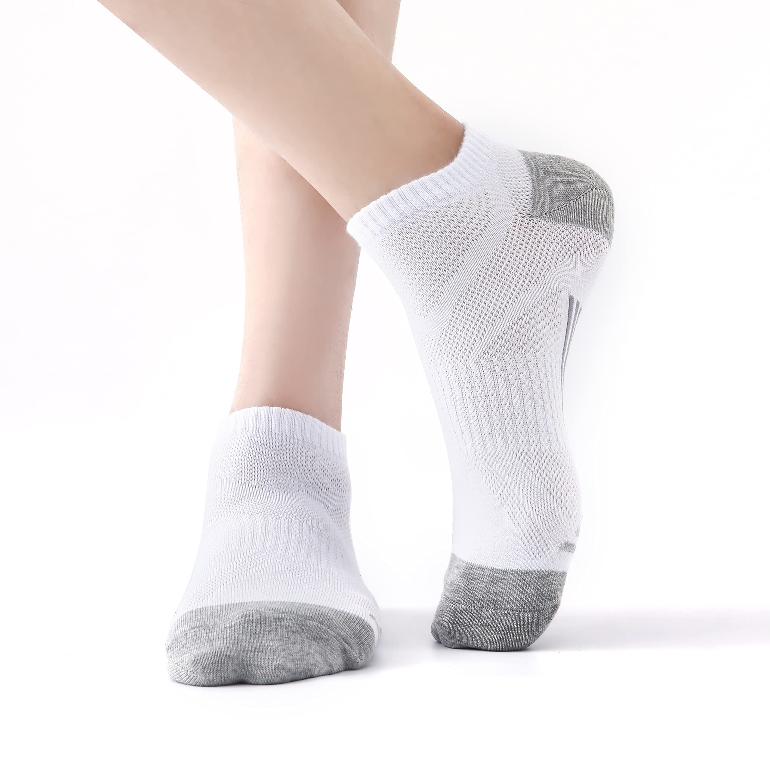 TOUNRIS Men's Athletic Socks Cushion Ankle Socks for Men Sport Low Cut Socks for Man (White)